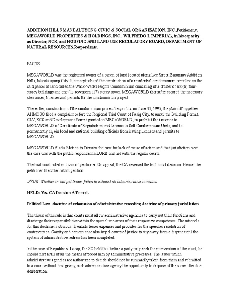 HLURB Jurisdiction Over Specific Performance Affects Criminal Case ...