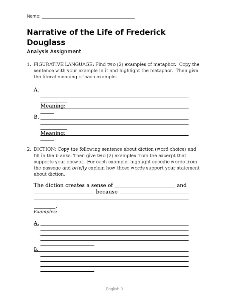 7 - Analysis Assignment Frederick Douglass | PDF | Language Arts ...