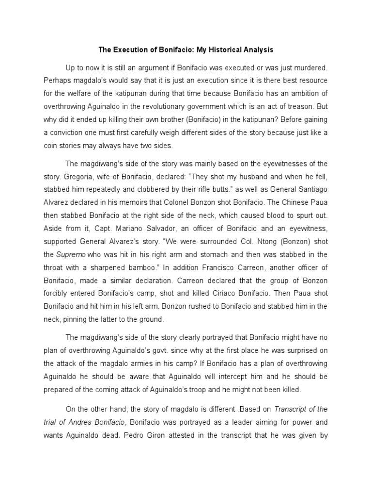 The Execution of Bonifacio: My Historical Analysis | PDF | Violence ...