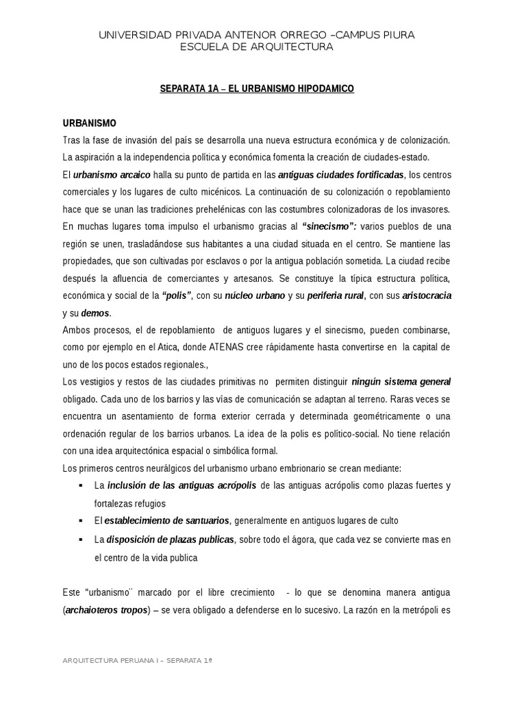Separata 1a-Urbanismo Griego-Hipodamo de Mileto | PDF | Antigua Grecia ...