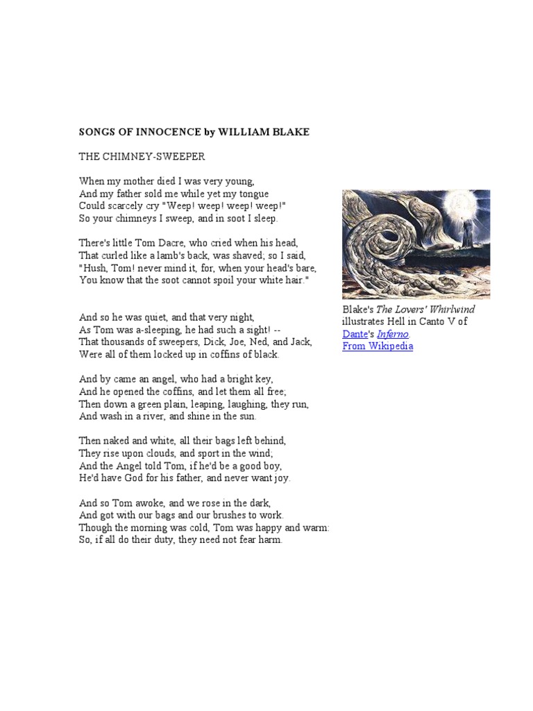 The Chimney Sweeper by William Blake | PDF