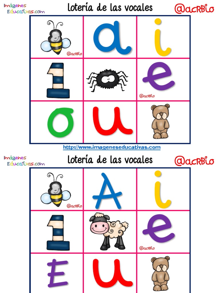Lotería Bingo de Las Vocales PDF | PDF | Hogar, jardinería y bricolaje