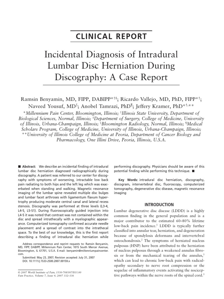 Incidental Diagnosis of Intradural Lumbar Disc Herniation During ...