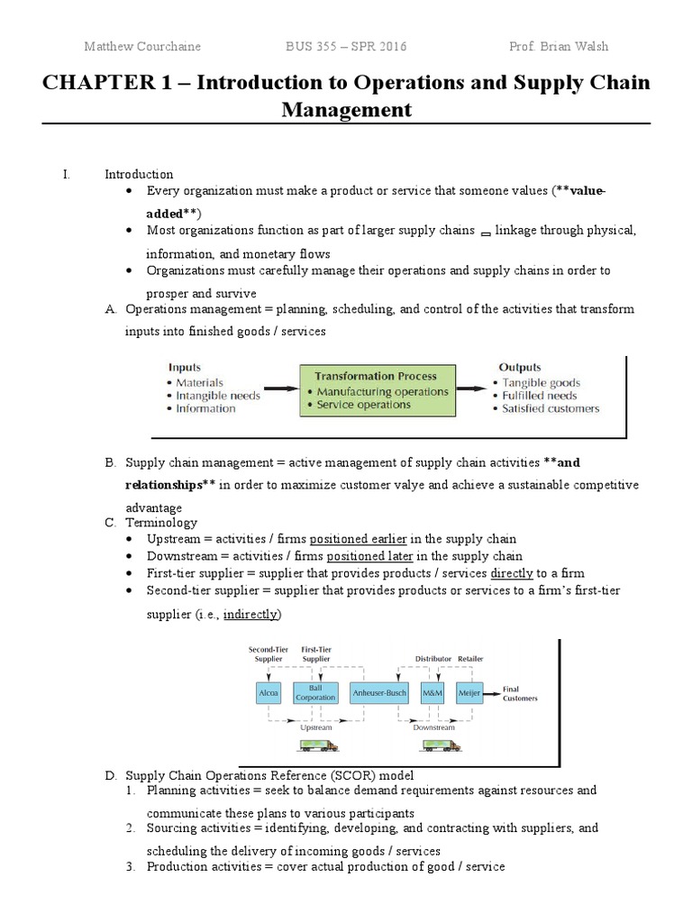 CHAPTER 1 - Introduction To Operations and Supply Chain Management ...