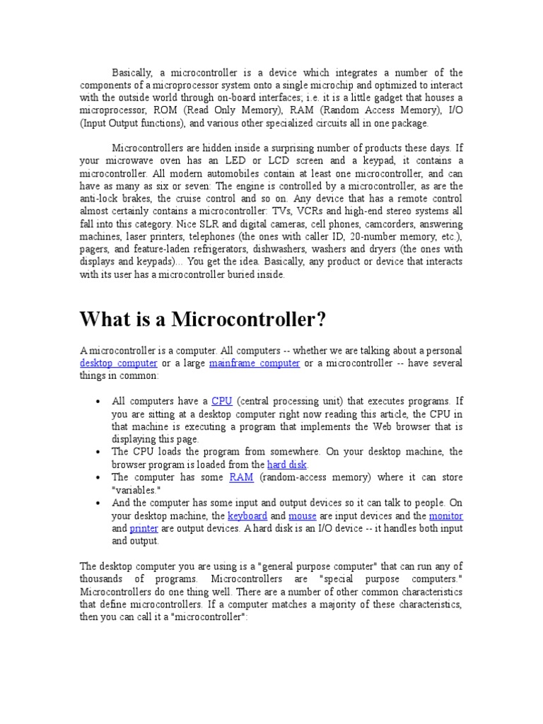 What Is A Microcontroller?: Desktop Computer Mainframe Computer | PDF ...