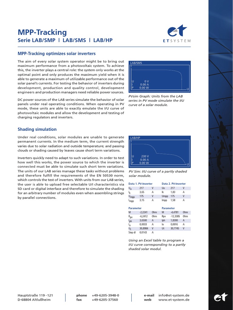 MPP-Tracking: Serie Lab/Smp - Lab/Sms - Lab/Hp | PDF | Photovoltaic ...