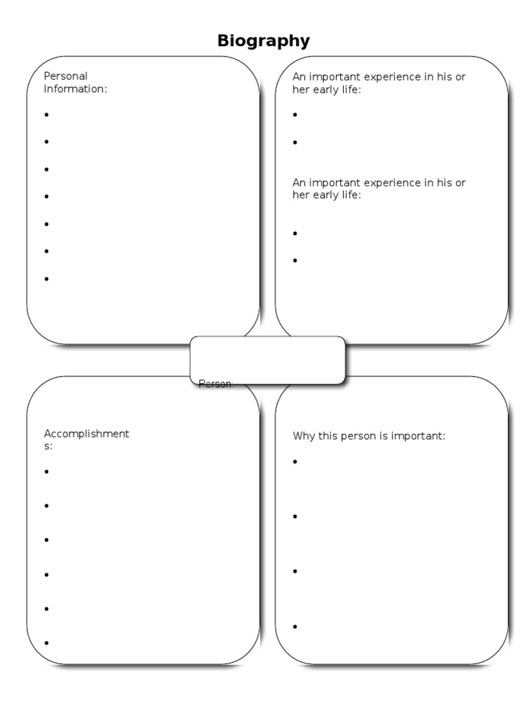Biography Graphic Organizer Template | PDF | Career & Growth | Social ...
