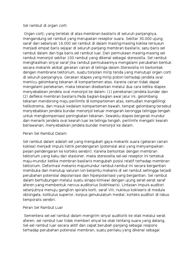 Sel Rambut Di Organ Corti | PDF | Kajian Bahasa Asing | Sains & Matematika