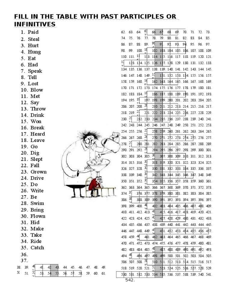 Past Participles Crosswords | PDF
