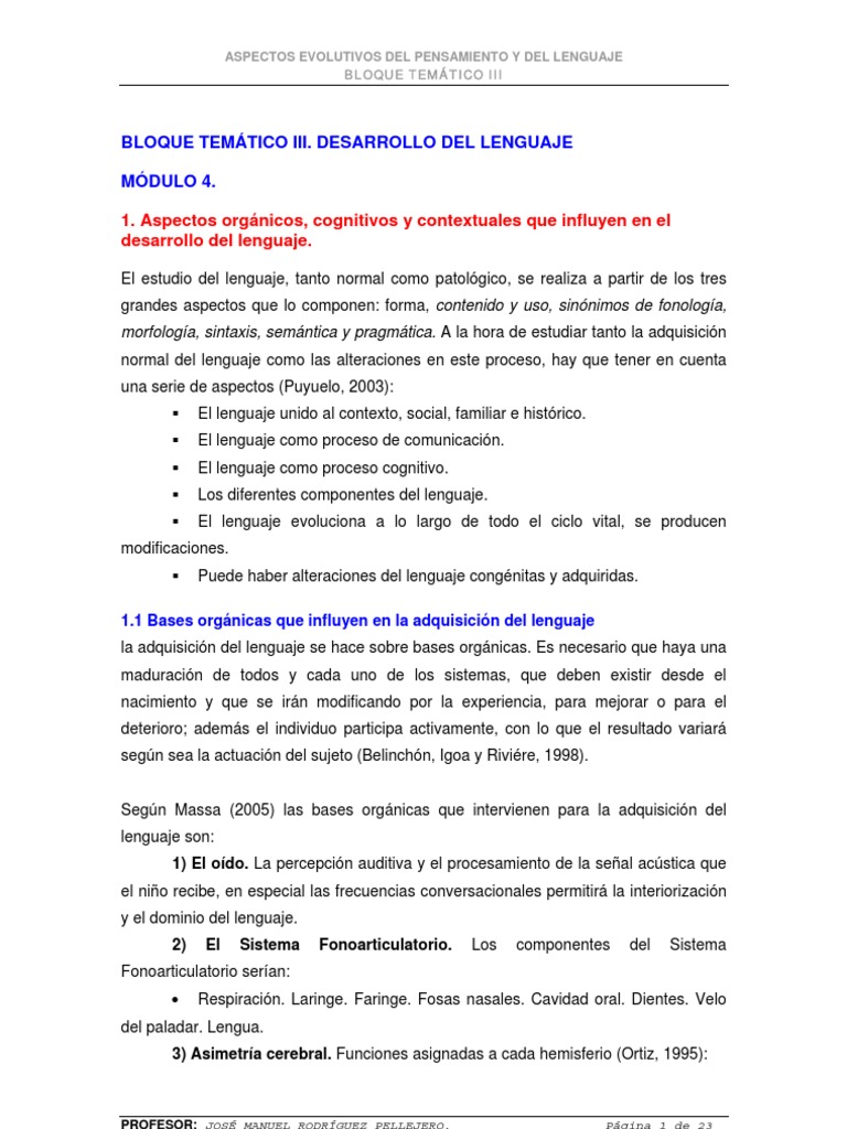 Bloque Tematico III Evaluable | PDF | Hemisferio cerebral | Aquisición de idioma