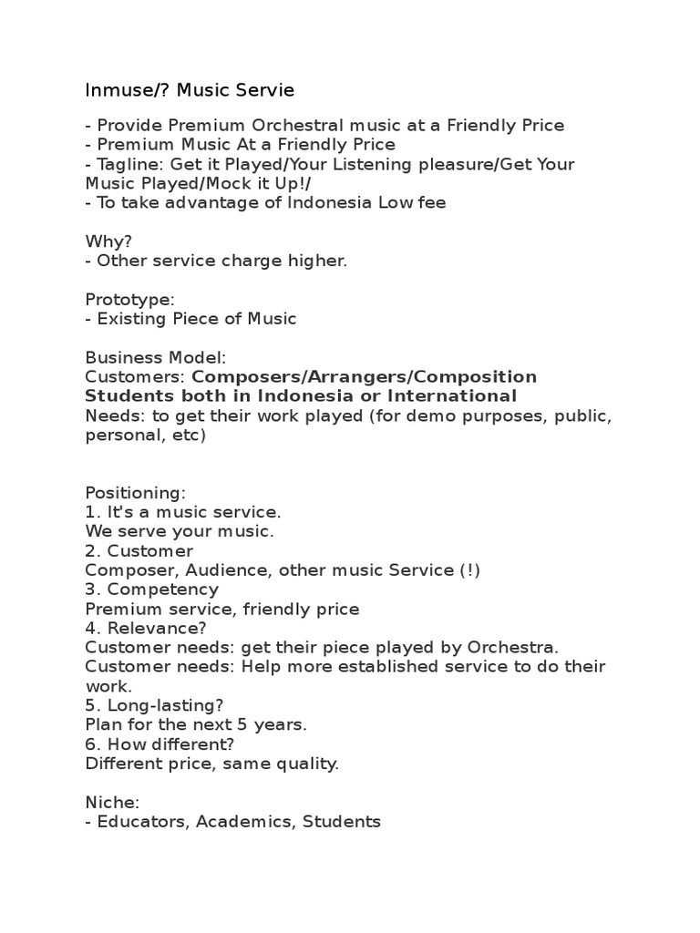 Inmuse Music Servie | PDF | Composers | Business