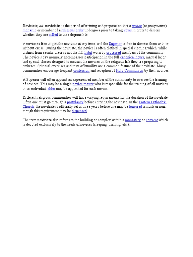 Understanding the Novitiate Process | PDF | Wellness | Religion ...