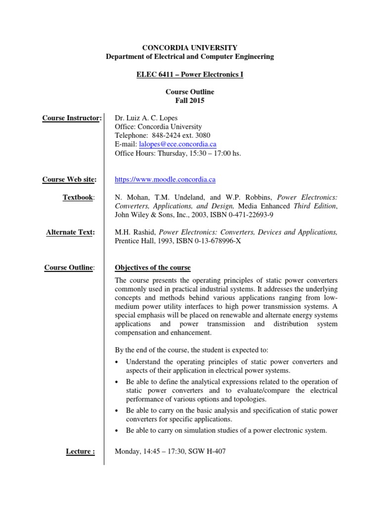 Concordia University Department of Electrical and Computer Engineering ...