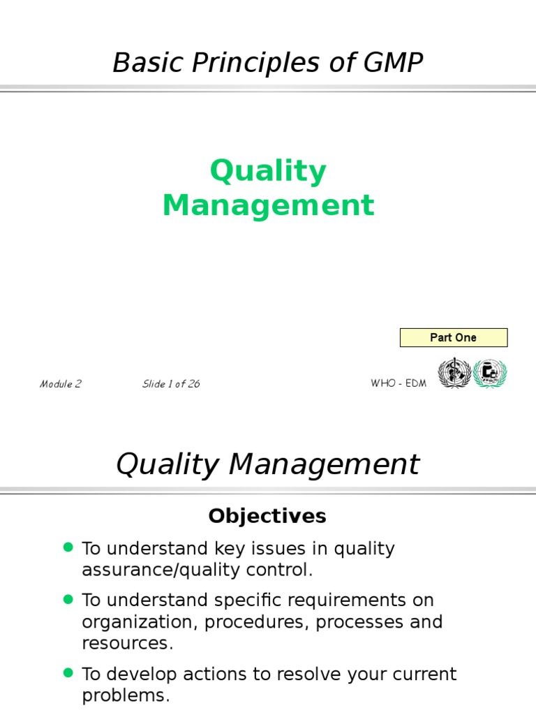Basic Principles of GMP: Quality Management | PDF | Quality Assurance ...