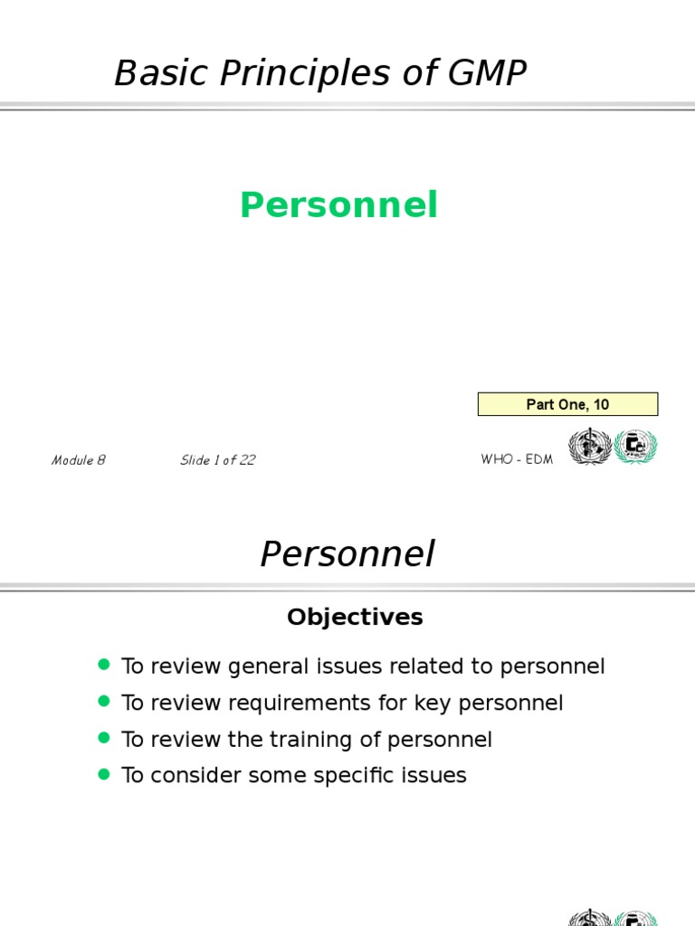 Basic Principles of GMP: Personnel | PDF | Pharmacology | Verification ...