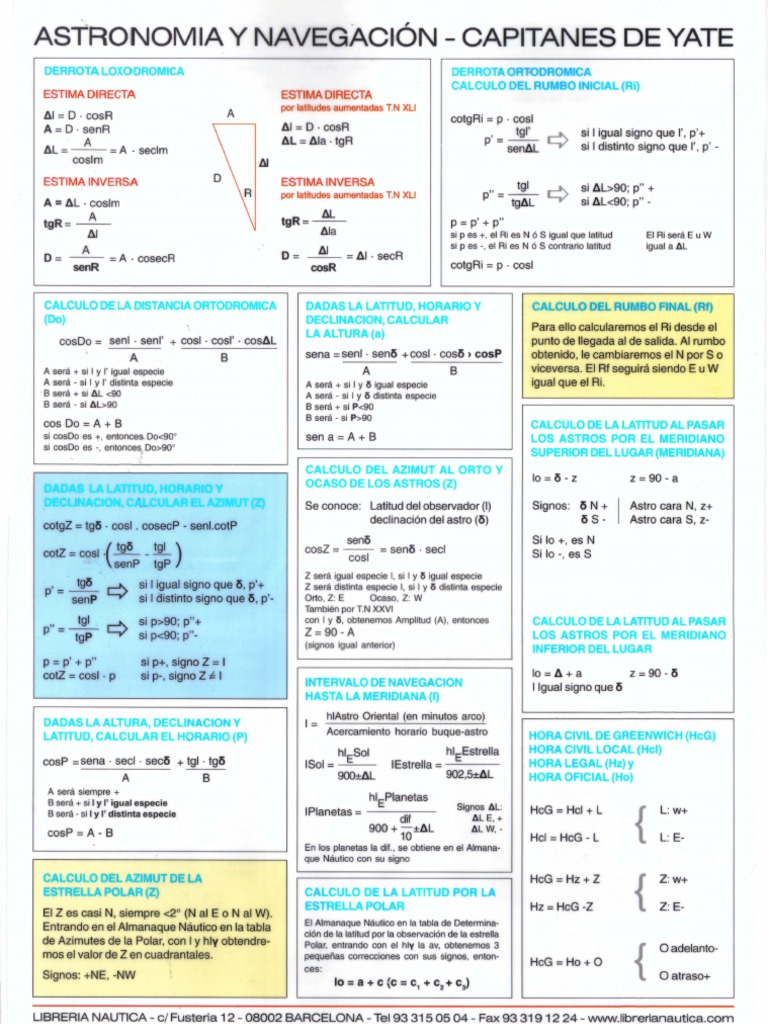 Capitan de Yate - Formulas Navegación Astronomica | PDF