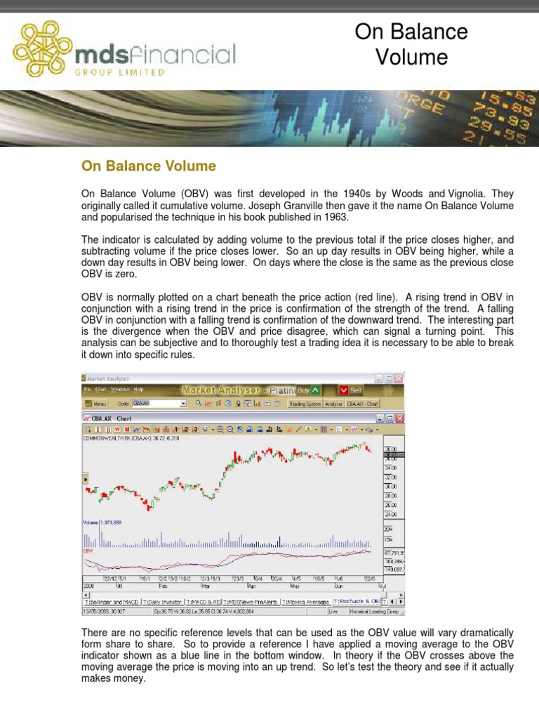 On Balance Volume | PDF | Market Trend | Moving Average