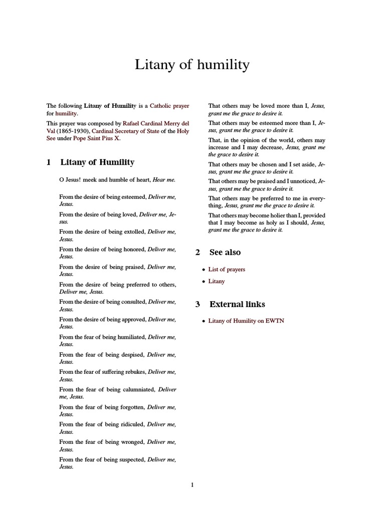 Litany of Humility | PDF | Catholic Liturgy | Catholic Spirituality