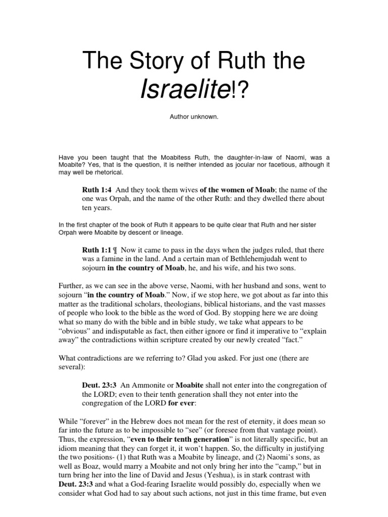 The Story of Ruth The Israelite | PDF | Ruth (Biblical Figure) | Book ...