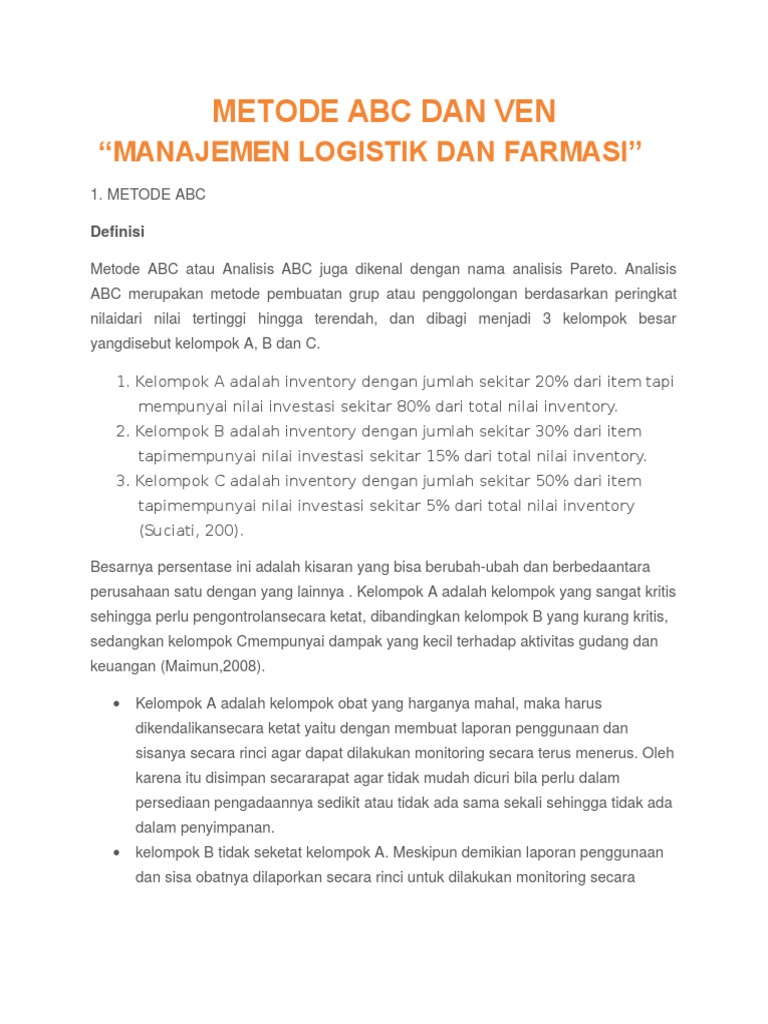 Metode ABC Dan Ven | PDF