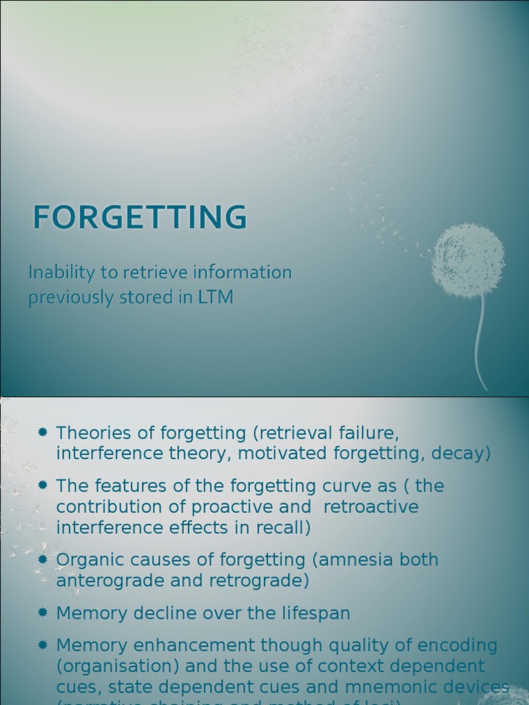 Forgetting | PDF | Recall (Memory) | Amnesia