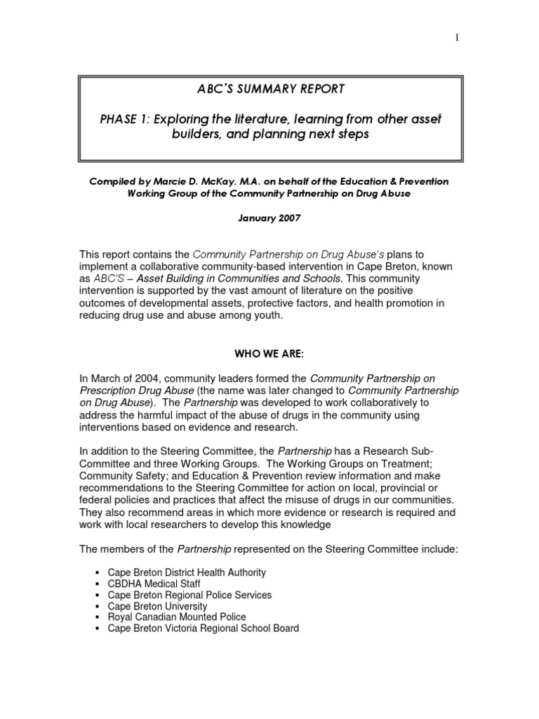 Abc'S Summary Report PHASE 1: Exploring The Literature, Learning From ...