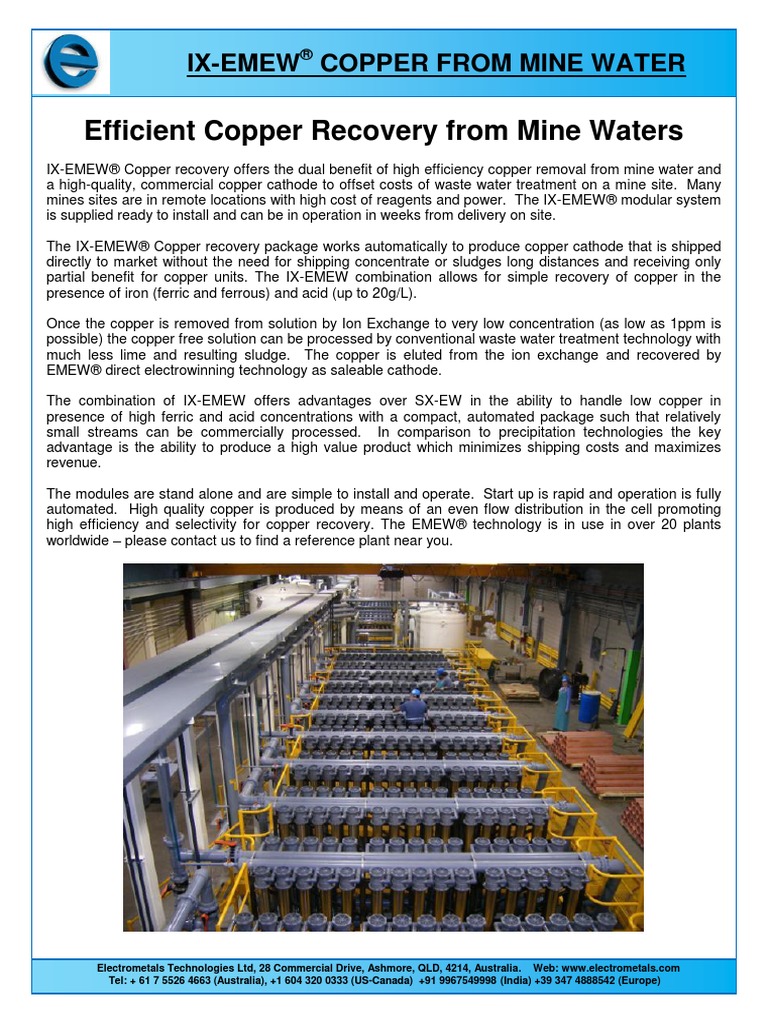 Recovering Copper From Mine Waters | PDF | Copper | Water Purification