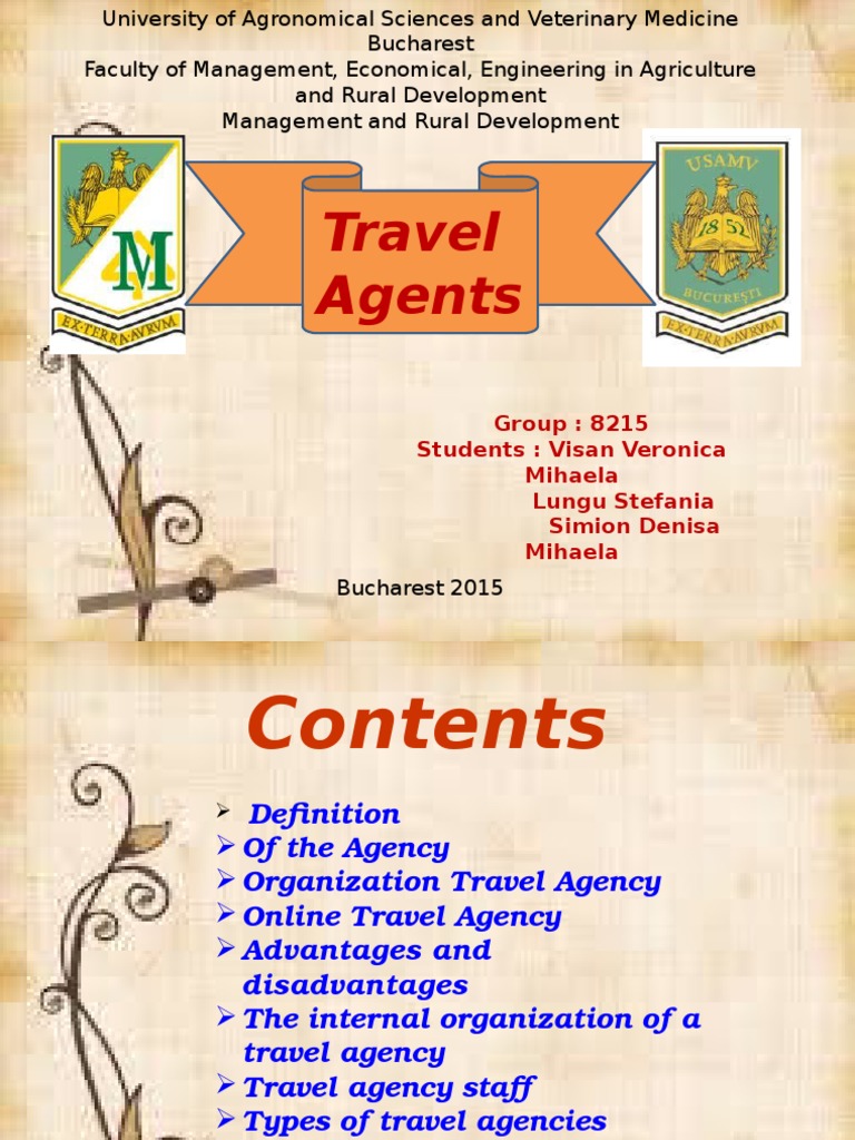 Travel Agents: Group: 8215 Students: Visan Veronica Mihaela Lungu ...