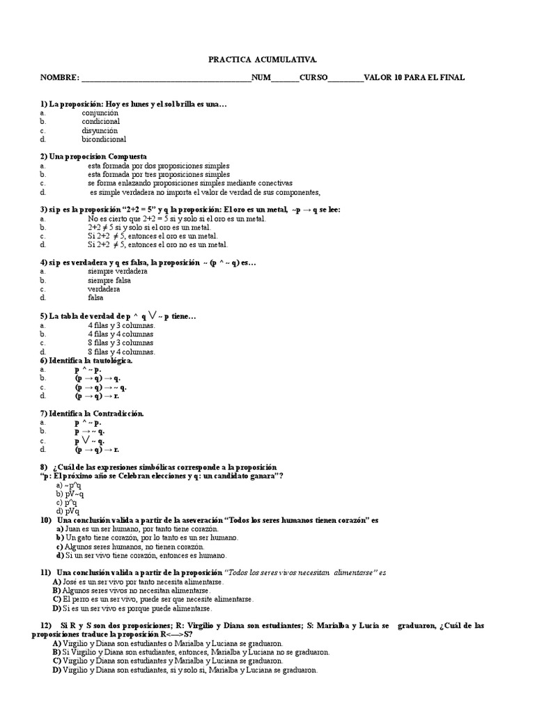 Pregunta de Lógica. | Lógica | Lógica matemática | Prueba gratuita de ...