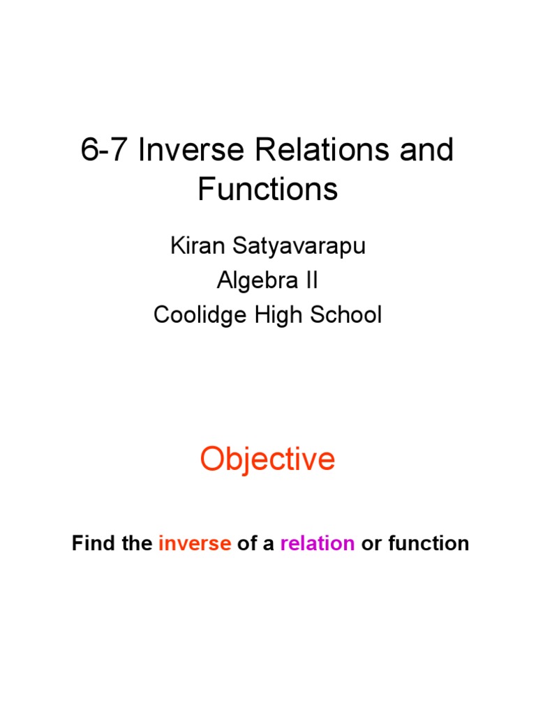 6-7 Inverse Relations and Functions | PDF | Science & Mathematics