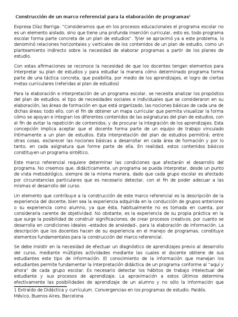 Marco para la Elaboración de Programas | PDF | Plan de estudios ...