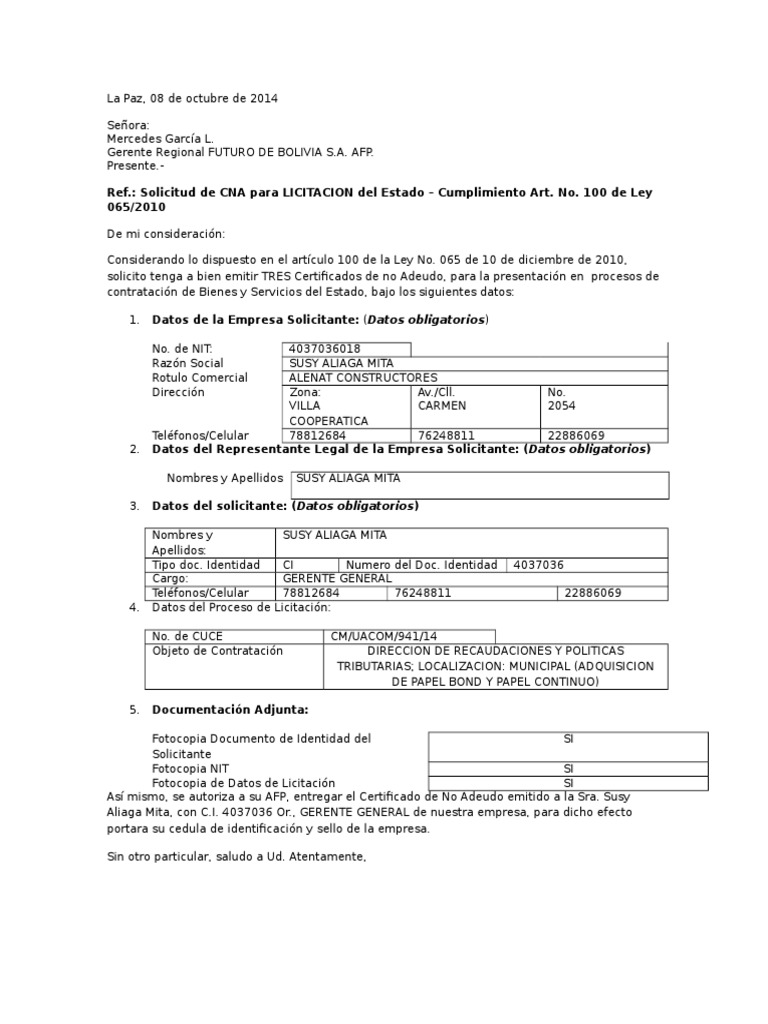 Solicitud Certificado de No Adeudo | PDF