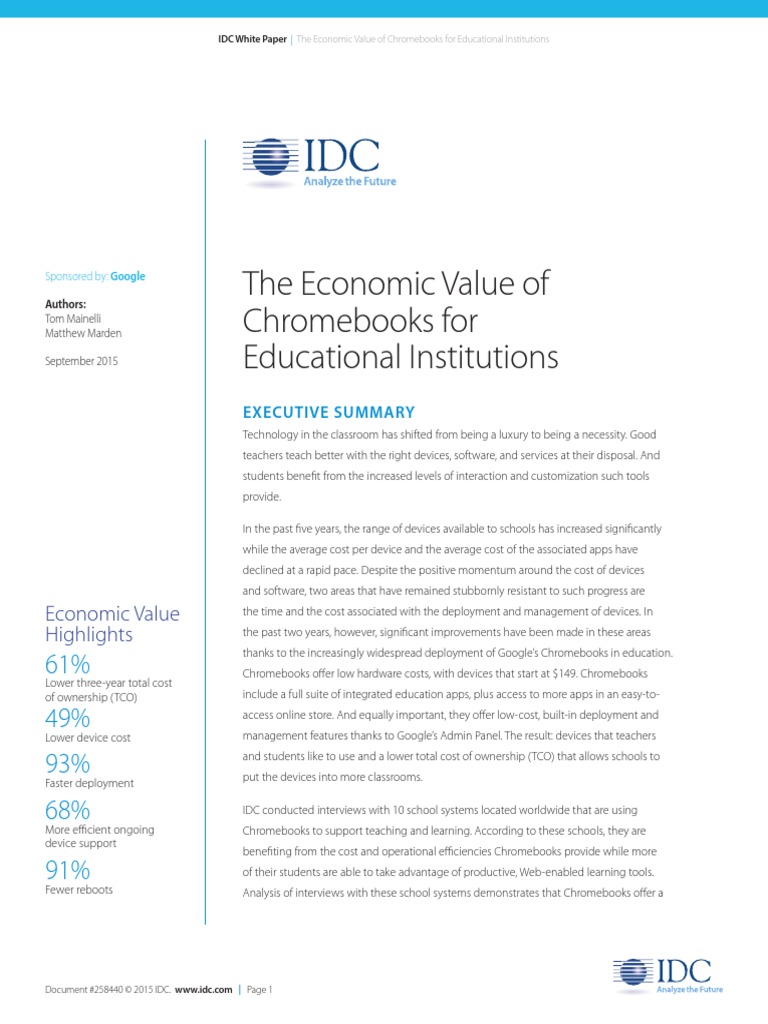 Chrome Books - Economic Value - Whitepaper | PDF | Chromebook | Google ...