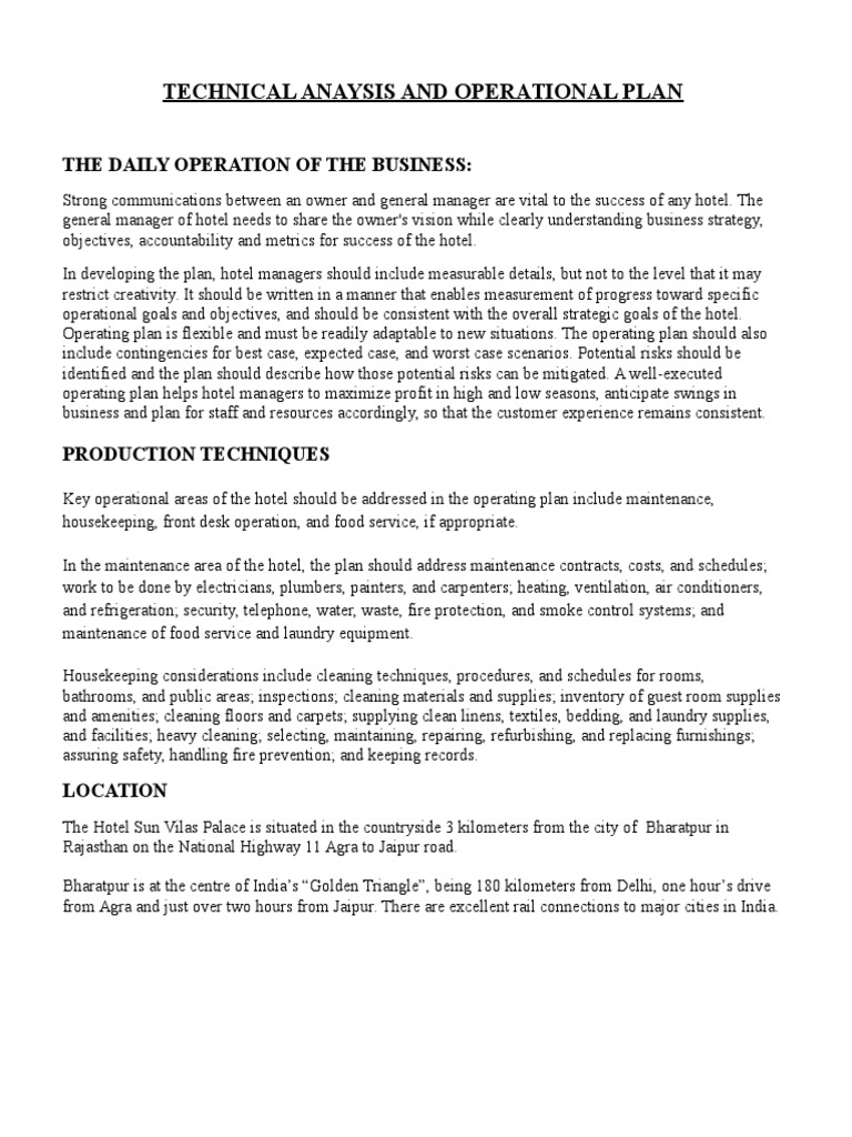 Hotel Operational Plan and Analysis Guide | PDF | Inventory | Hotel