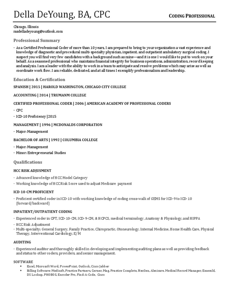 Certified Professional Coder Resume | PDF | Business