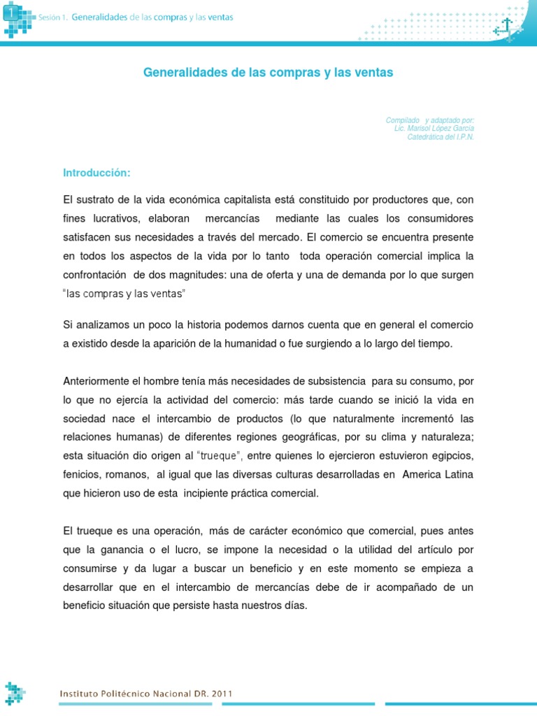 Ut1 s1 Generalidades Compras y Ventas | Descargar gratis PDF | Comercio | Permuta