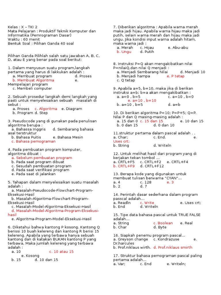 UTS Pemrograman Dasar | PDF