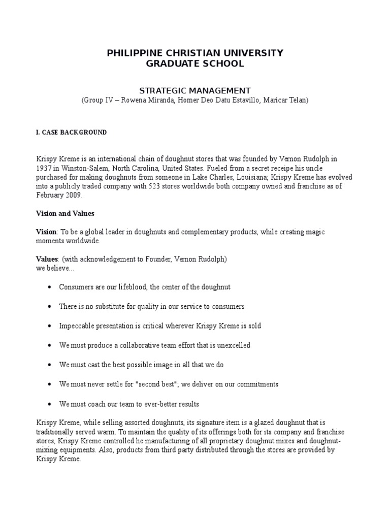 Krispy Kreme Case Analysis Group IV | PDF | Economies | Business