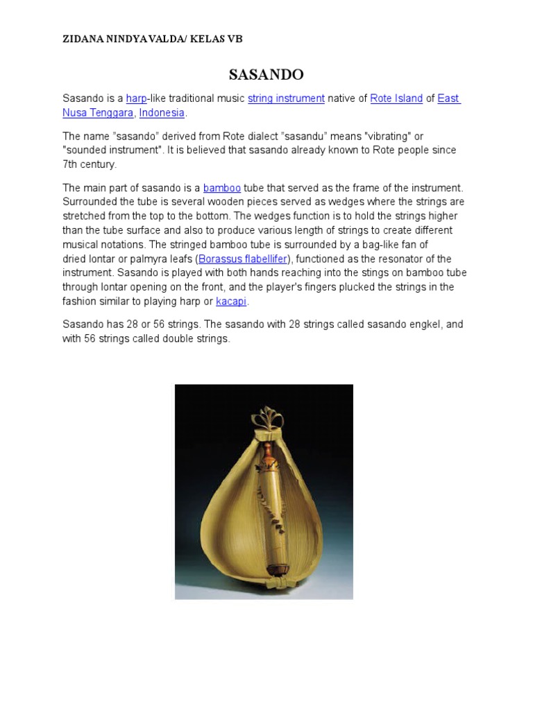 Sasando: Harp String Instrument Rote Island East Nusa Tenggara ...