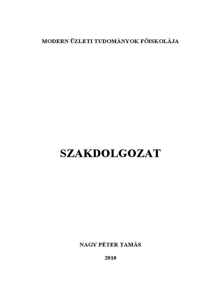 Nagy Péter Tamás Szakdolgozat 2010 MÜTFúj | PDF