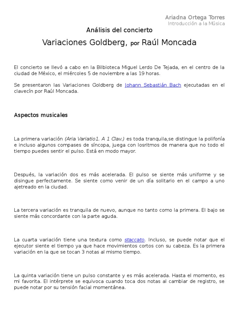Variaciones Goldberg | PDF | Bach Werke Verzeichnis | Variaciones Goldberg