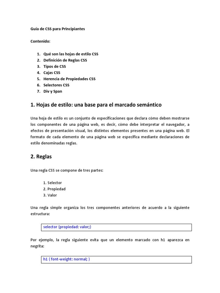 Guia Css para Principiantes | PDF | Hojas de estilo en cascada | HTML