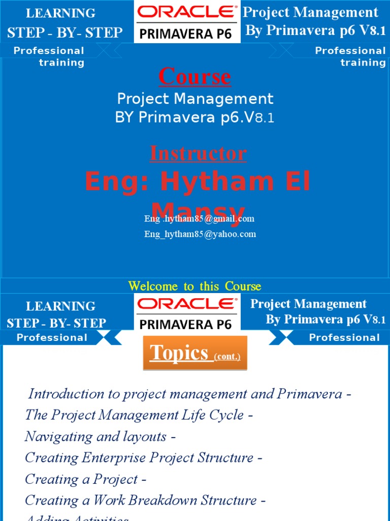 Primavera P6 Project Management Course | PDF