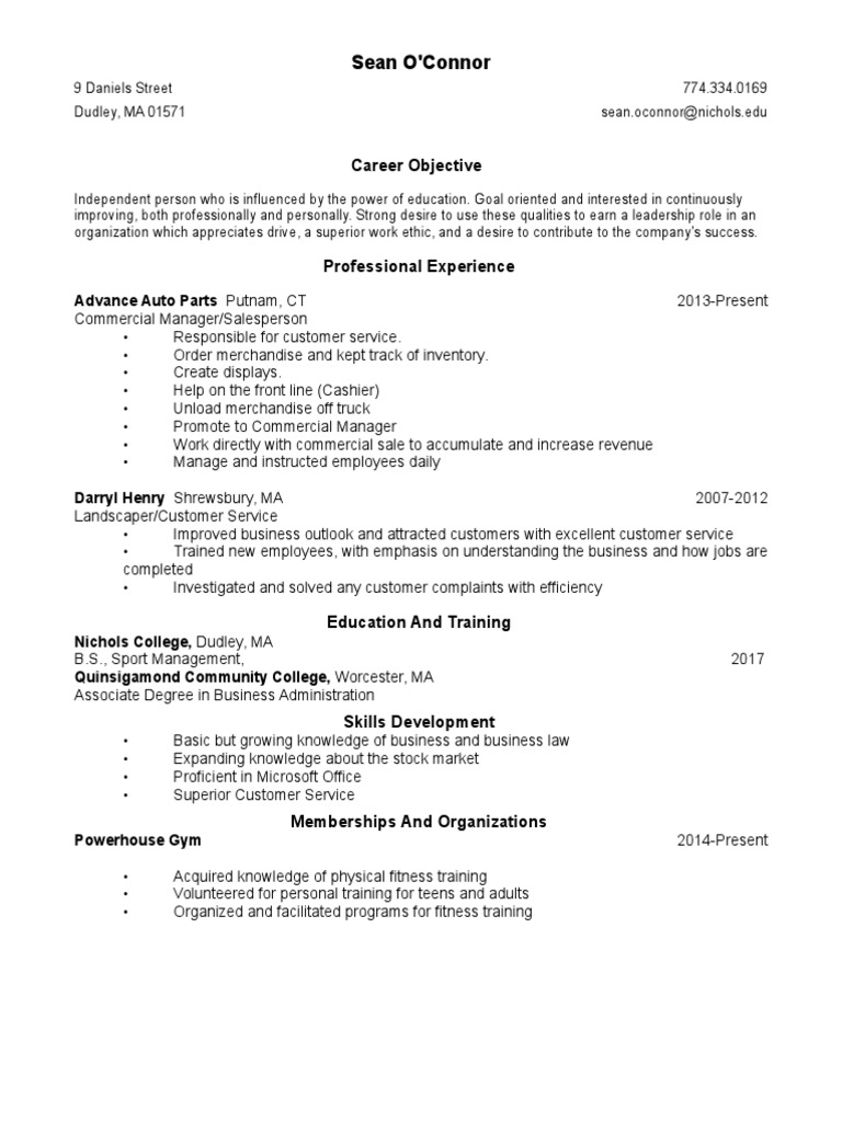 Sean Oconnor Resume-2-2 | PDF | Career & Growth