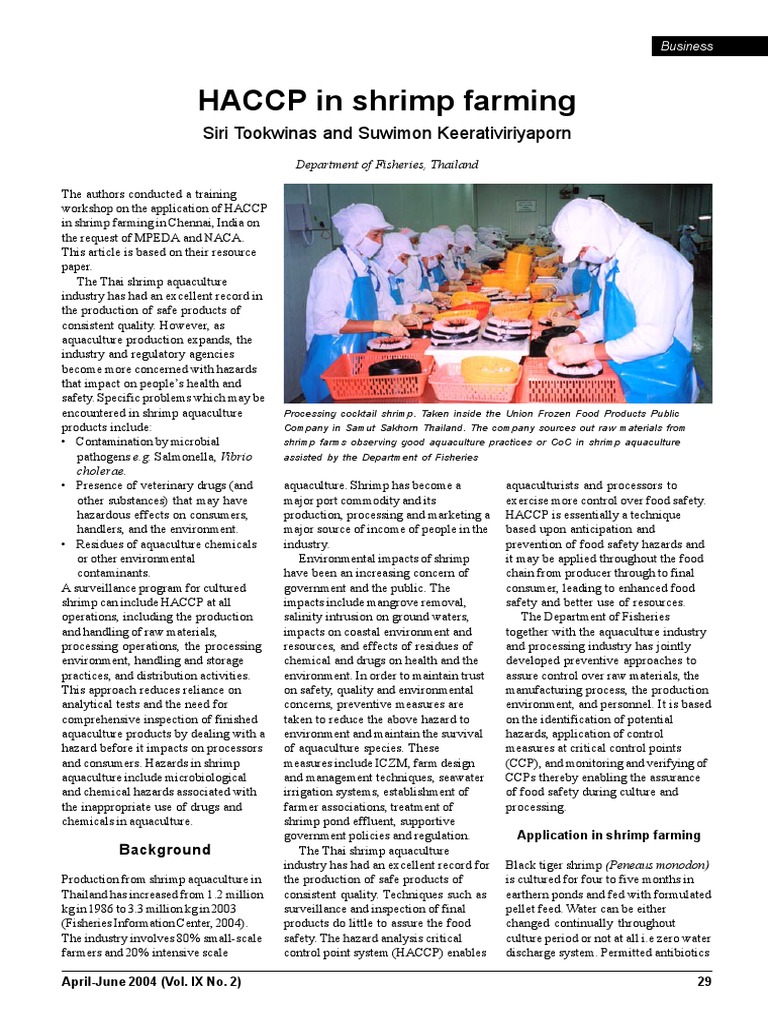 HACCP in Aquaculture | PDF | Hazard Analysis And Critical Control ...