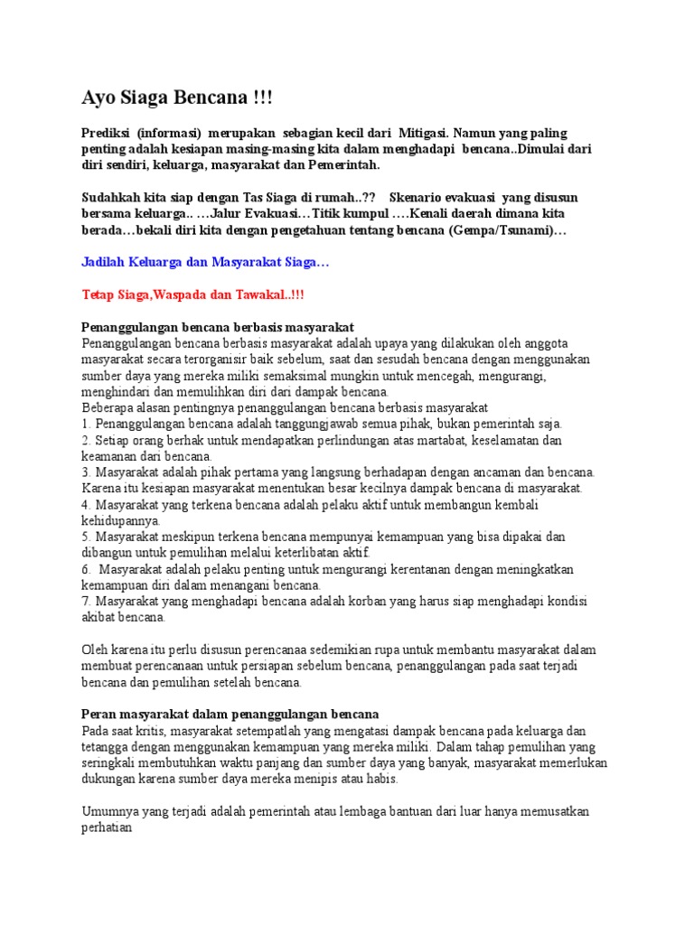Ayo Siaga Bencana | PDF | Politik | Sains & Matematika