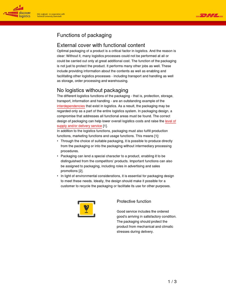 Functions of Packaging | PDF | Packaging And Labeling | Logistics