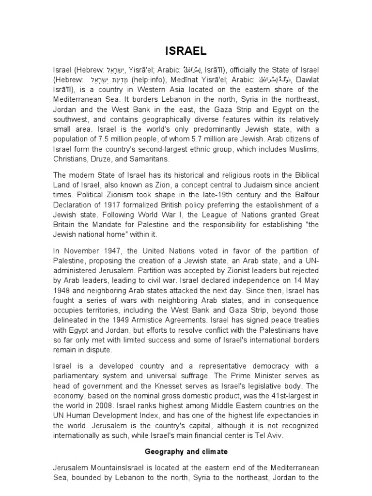 Israel | PDF | West Bank | Israel