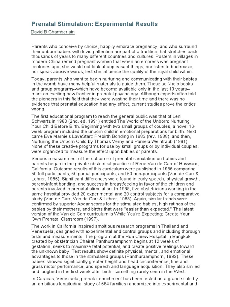 Prenatal Stimulation: Impact on Development | PDF | Infants | Pregnancy
