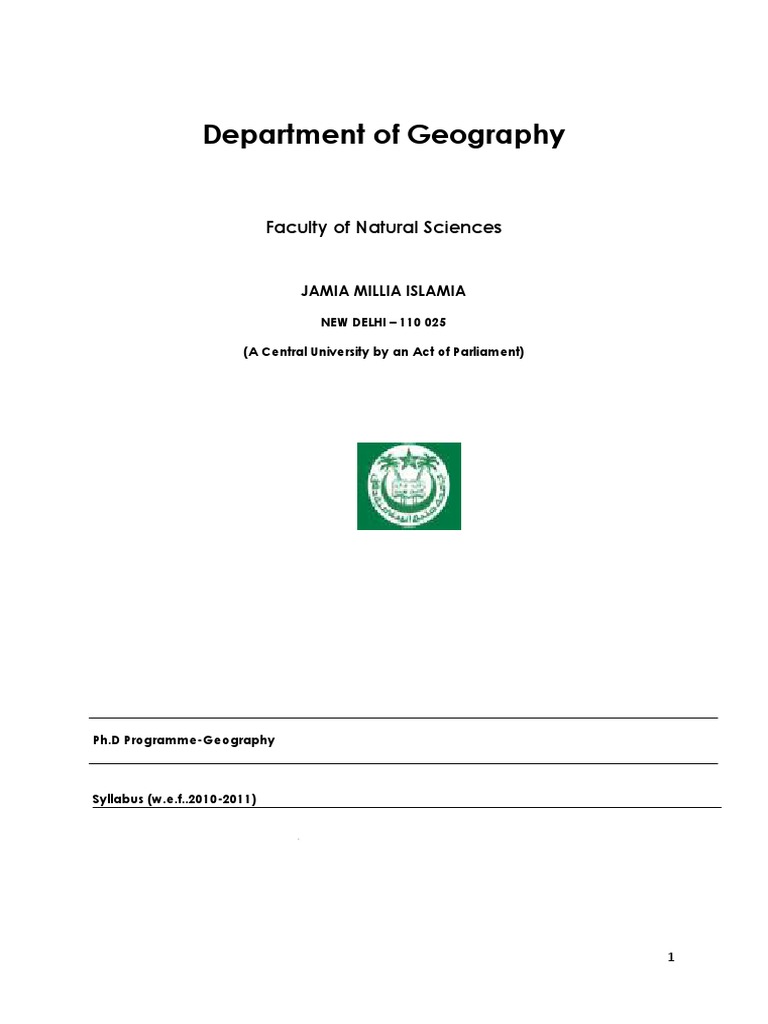 PhD Geography Syllabus Overview | PDF | Scientific Method | Science